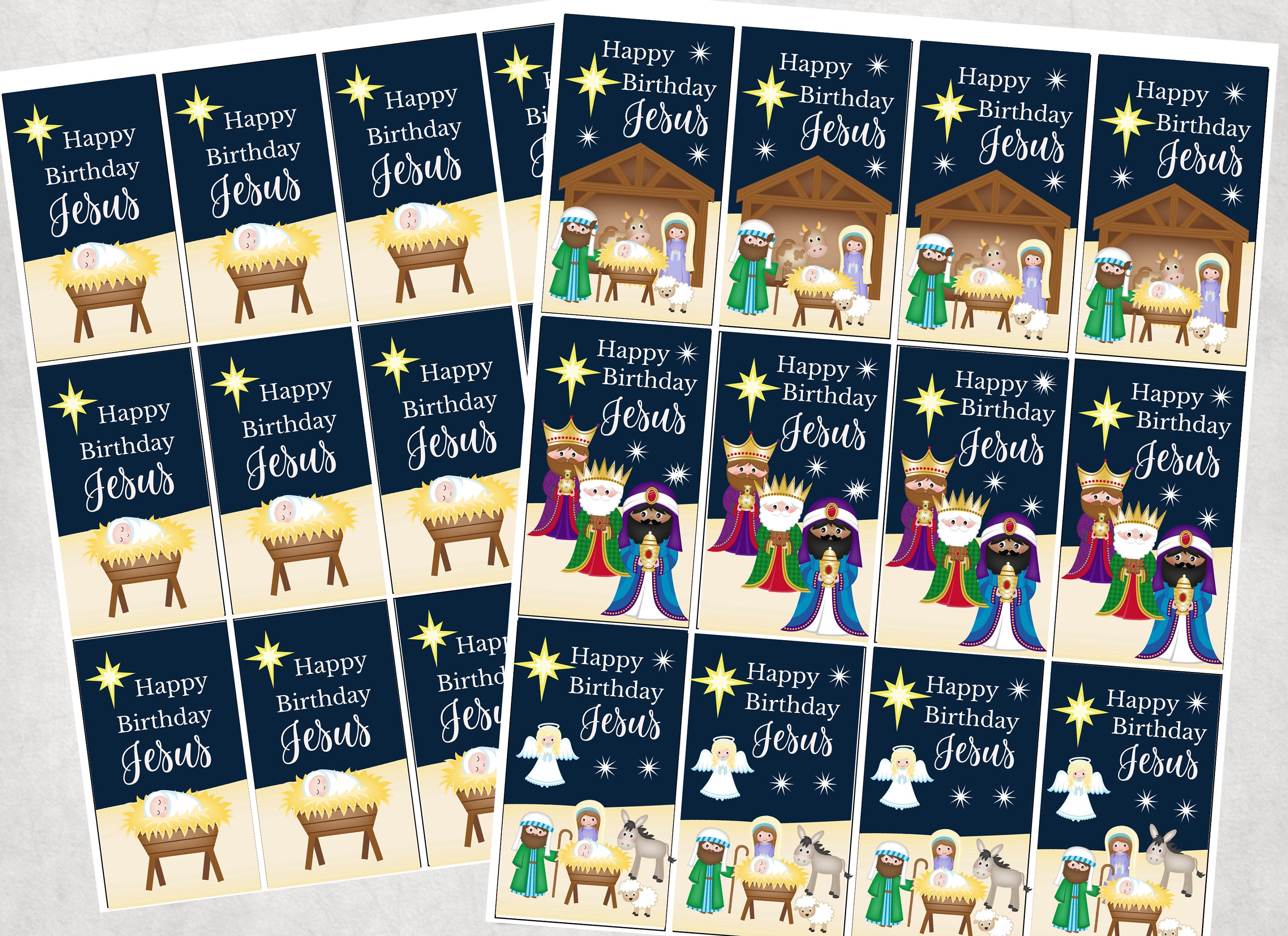 Happy Birthday Jesus Favor Tags: Nativity Party (PDF & JPG) - Etsy