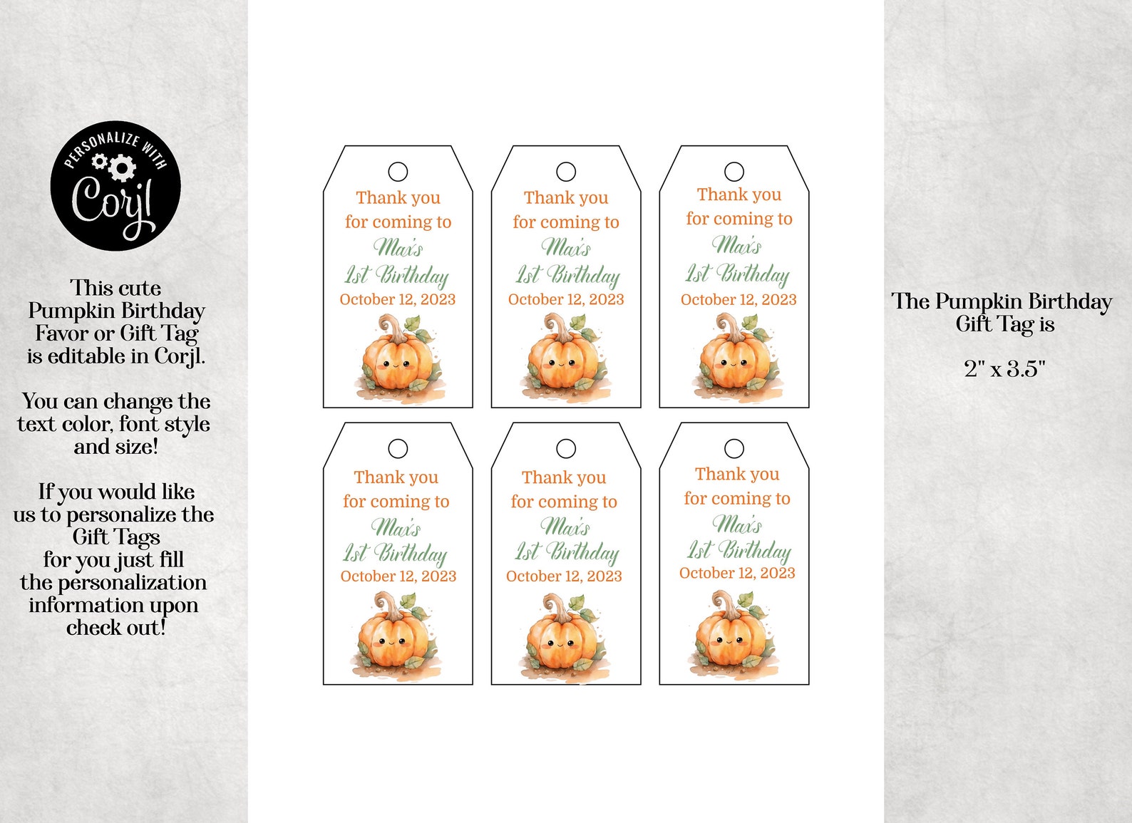 Our Little Pumpkin is ONE Favor Tag / Gift Tag Our Little Pumpkin is ...