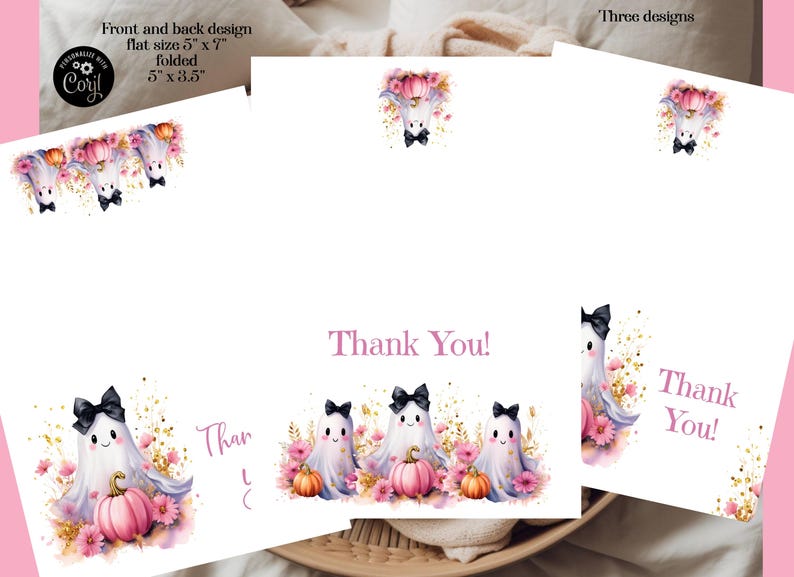 Editable Halloween Ghost Thank You Card, Printable (digital Download ...