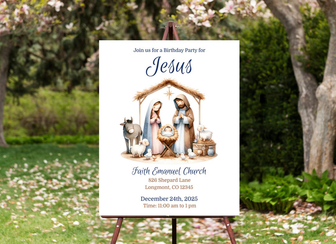 Editable Happy Birthday Jesus Party Sign (digital Download) - Etsy