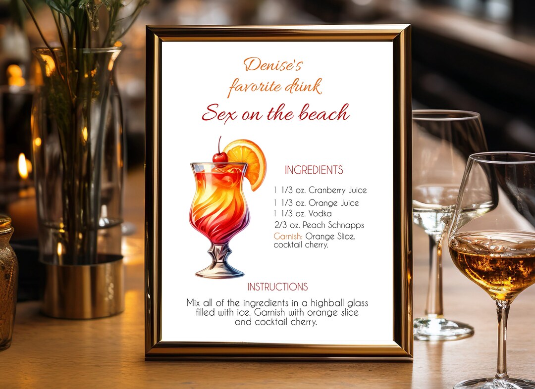 Sex On The Beach Drink Sign Comes In Three Sizes Edit In Corjl Instant Download And Print