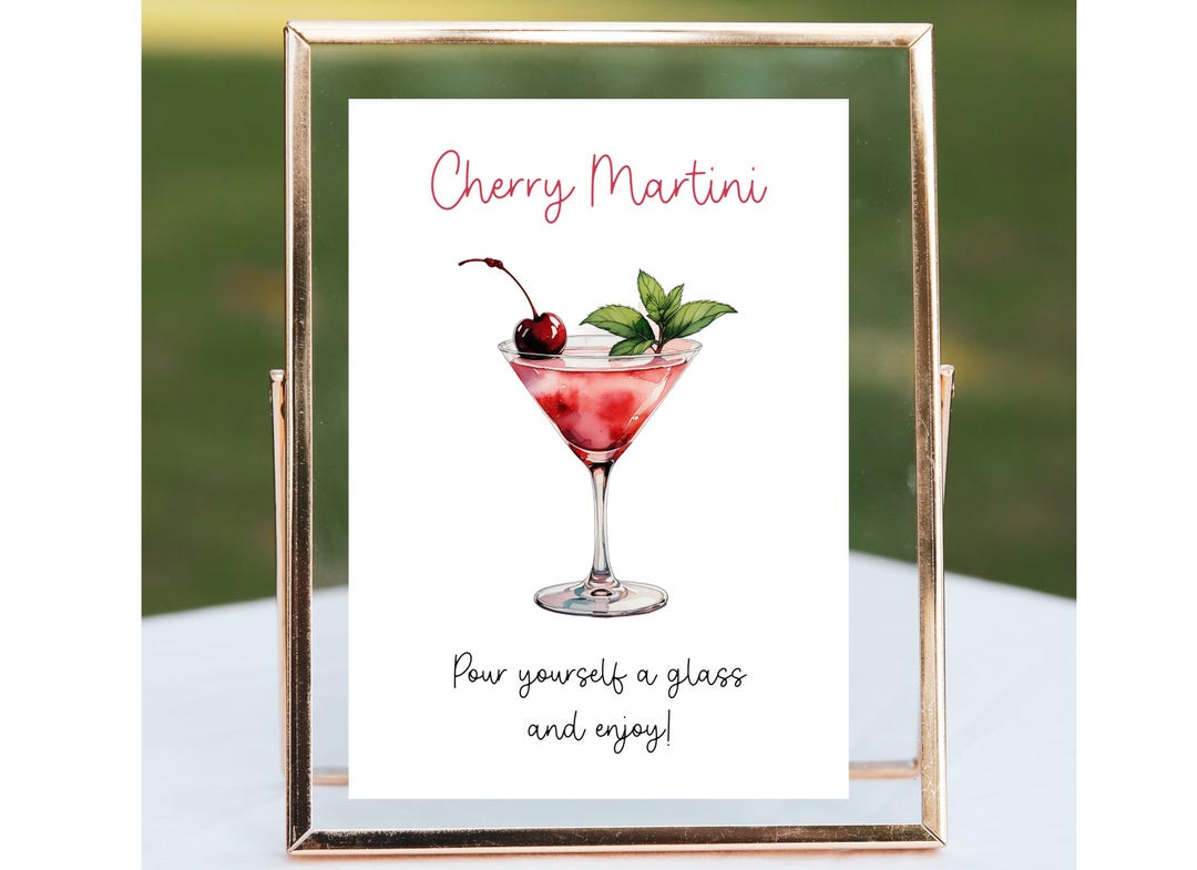 Cherry Martini Party Sign Instant Digital Download Includes Four Other ...