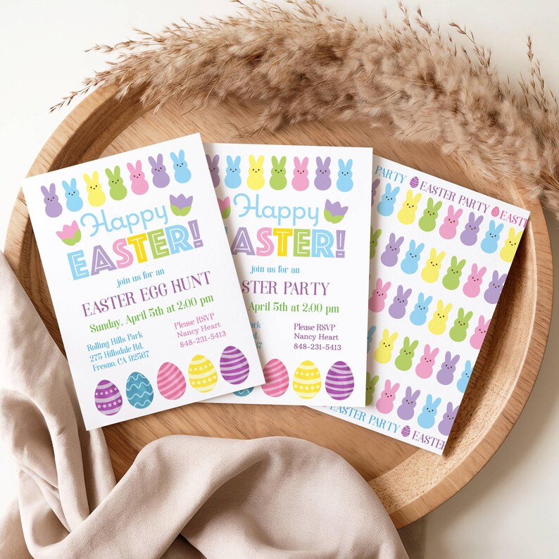 Editable Easter Peeps Party Invitation (digital Download, 5x7in, Corjl ...
