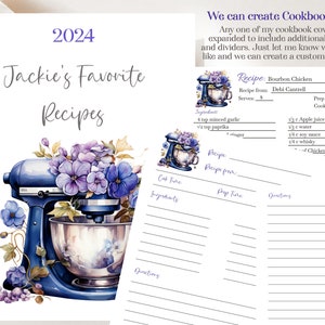 Pink Kitchen Mixer Recipe Book Cover: Editable Family Cookbook (digital ...