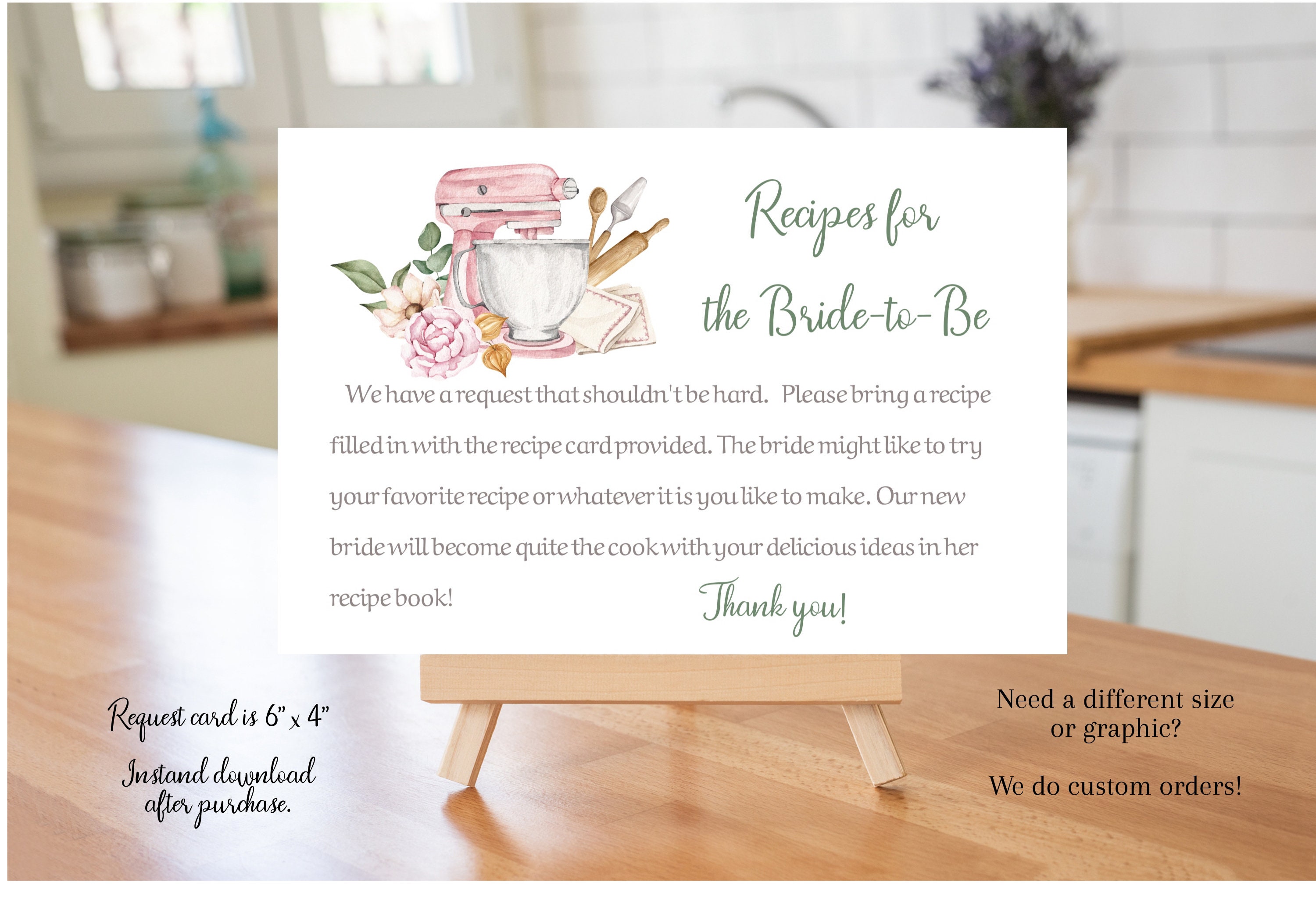 Please Bring a Recipe Card Instant Download Bridal Shower - Etsy