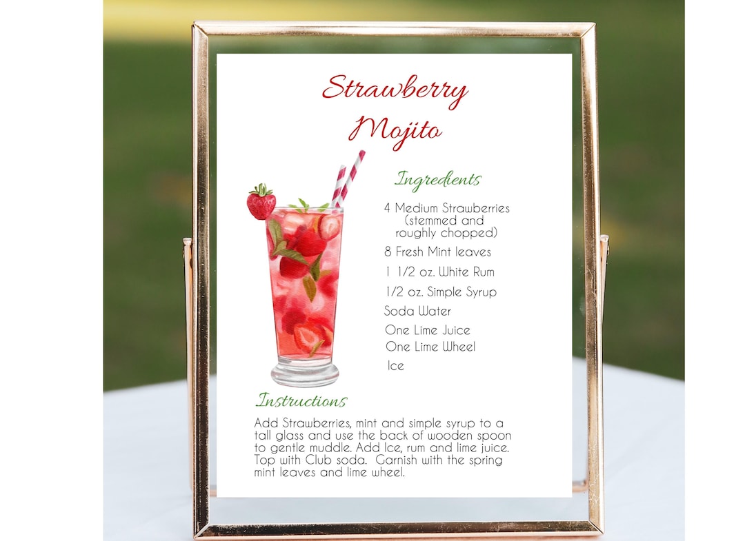 Strawberry Mojitor Recipe Card, Strawberry Mojito Recipe Card Instant ...