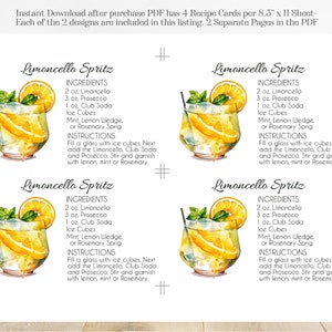 Limoncello Spritzer Recipe Card: Printable Cocktail Sign (digital Download) - Etsy