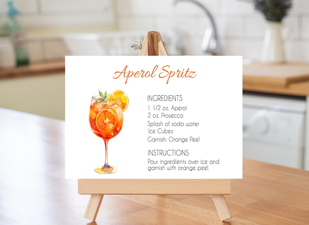 Mixology Aperol Spritz Mix Drink Recipe Card / Mixology Recipe Drink ...