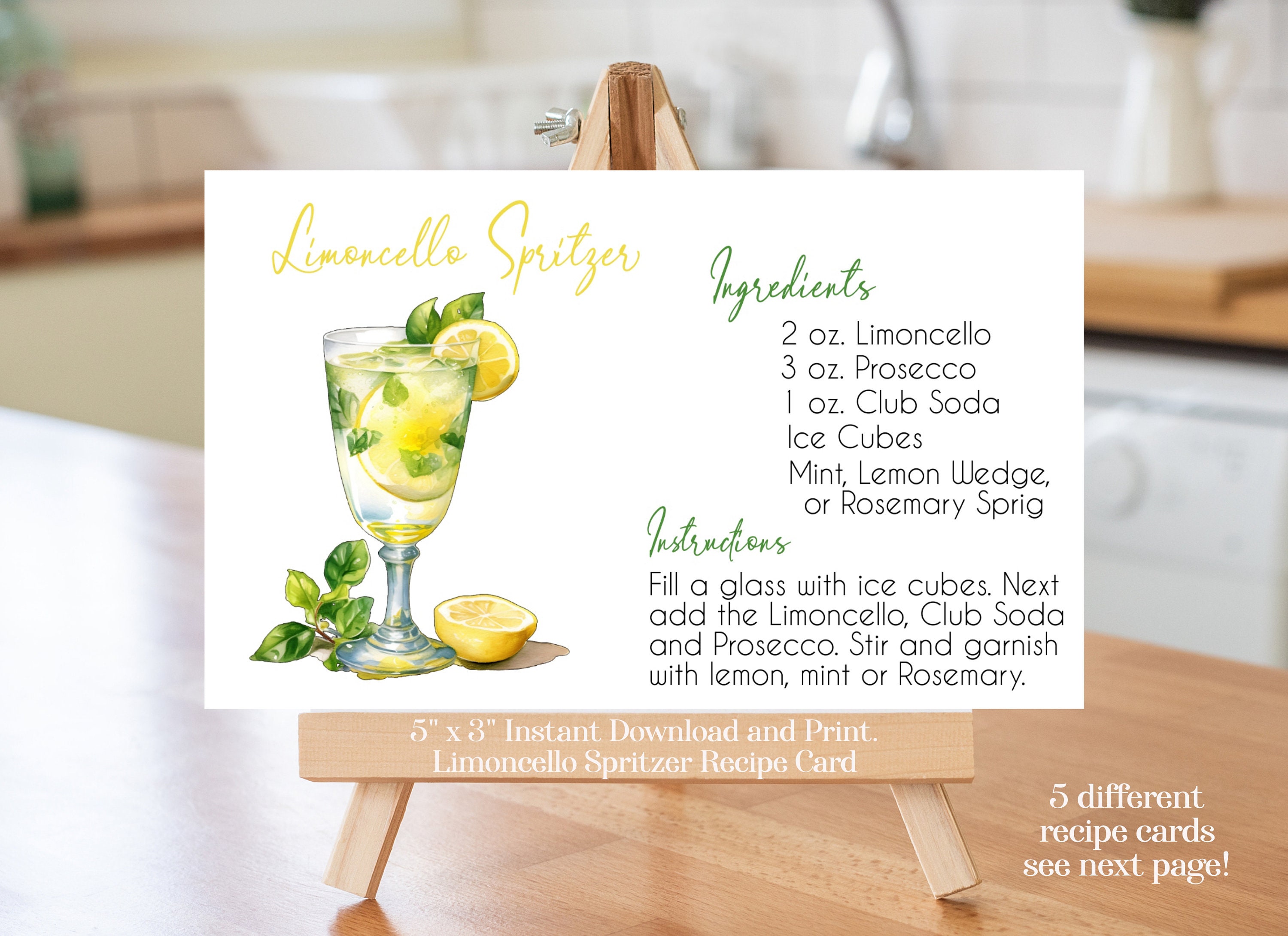 Limoncello Spritzer Recipe Card: Printable Cocktail Recipe (PDF) - Etsy