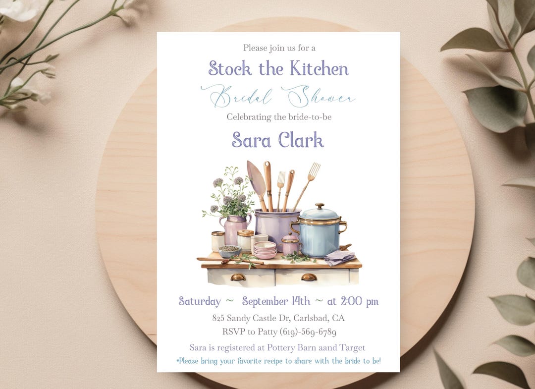 Stock the Kitchen Bridal Shower Invitation: Elegant Cooking Theme ...