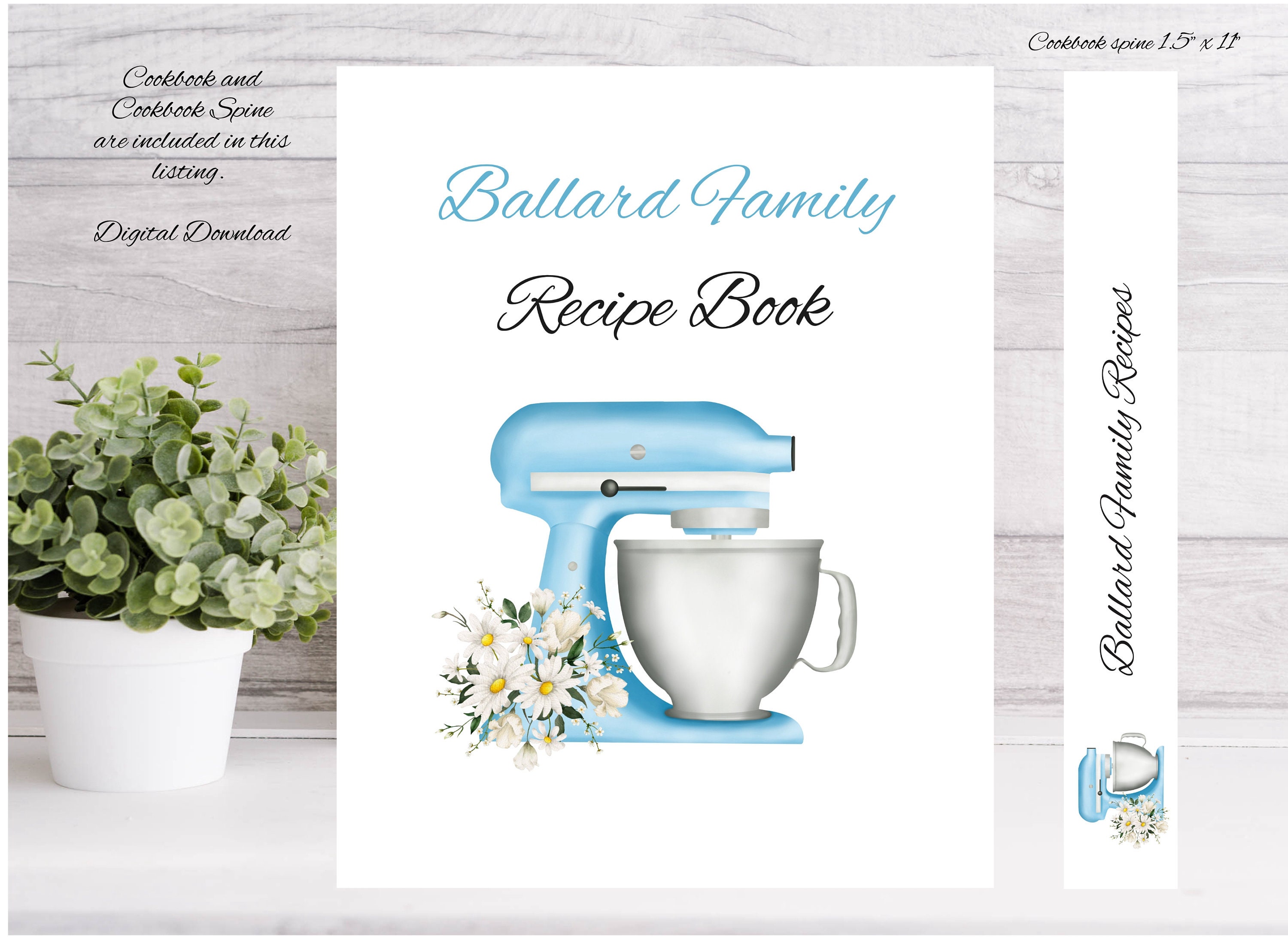 Personalized Printable Cookbook Cover Cook Book Cover - Etsy