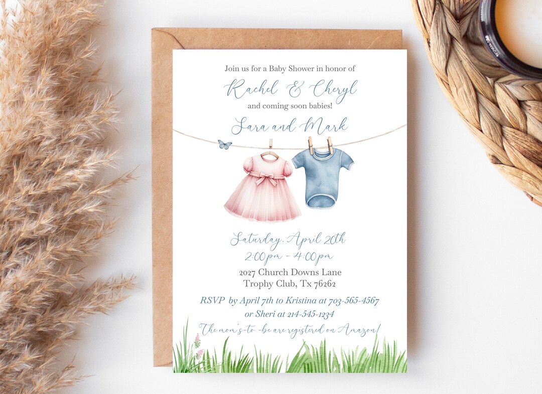 Editable Joint Baby Shower Invitation / Triplet Baby Shower Invitation ...
