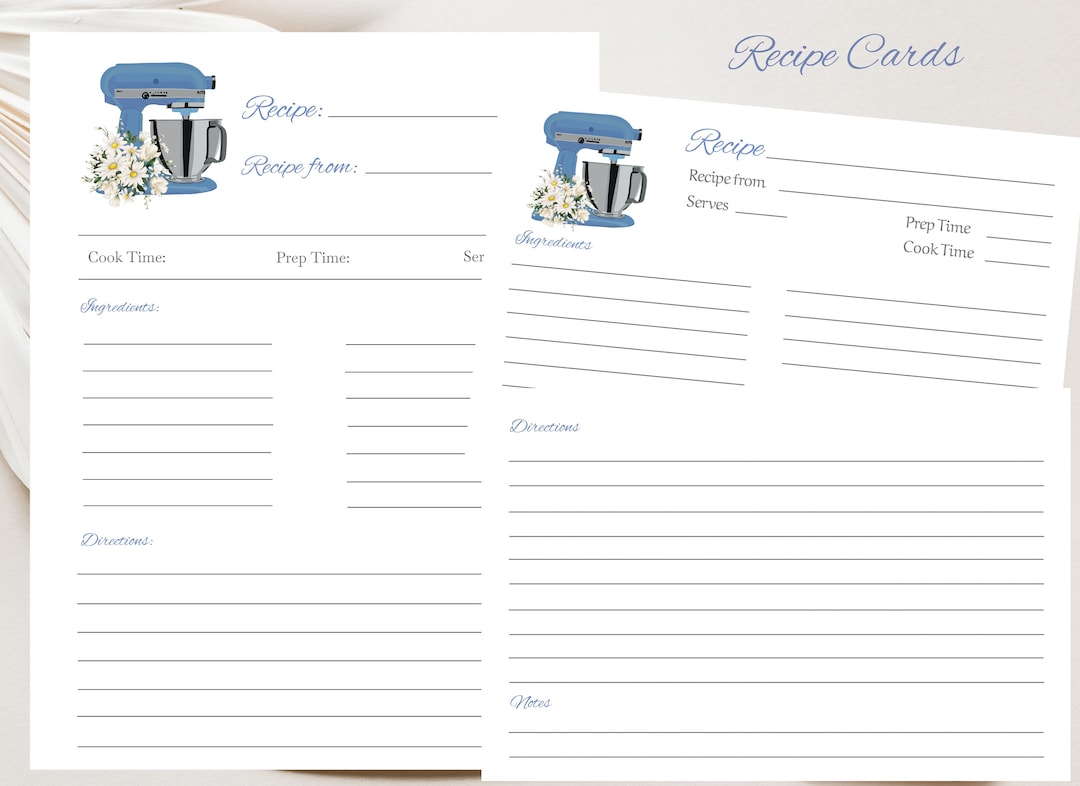 Editable Full Page Binder Recipe Card / Editable Digital Download Full ...