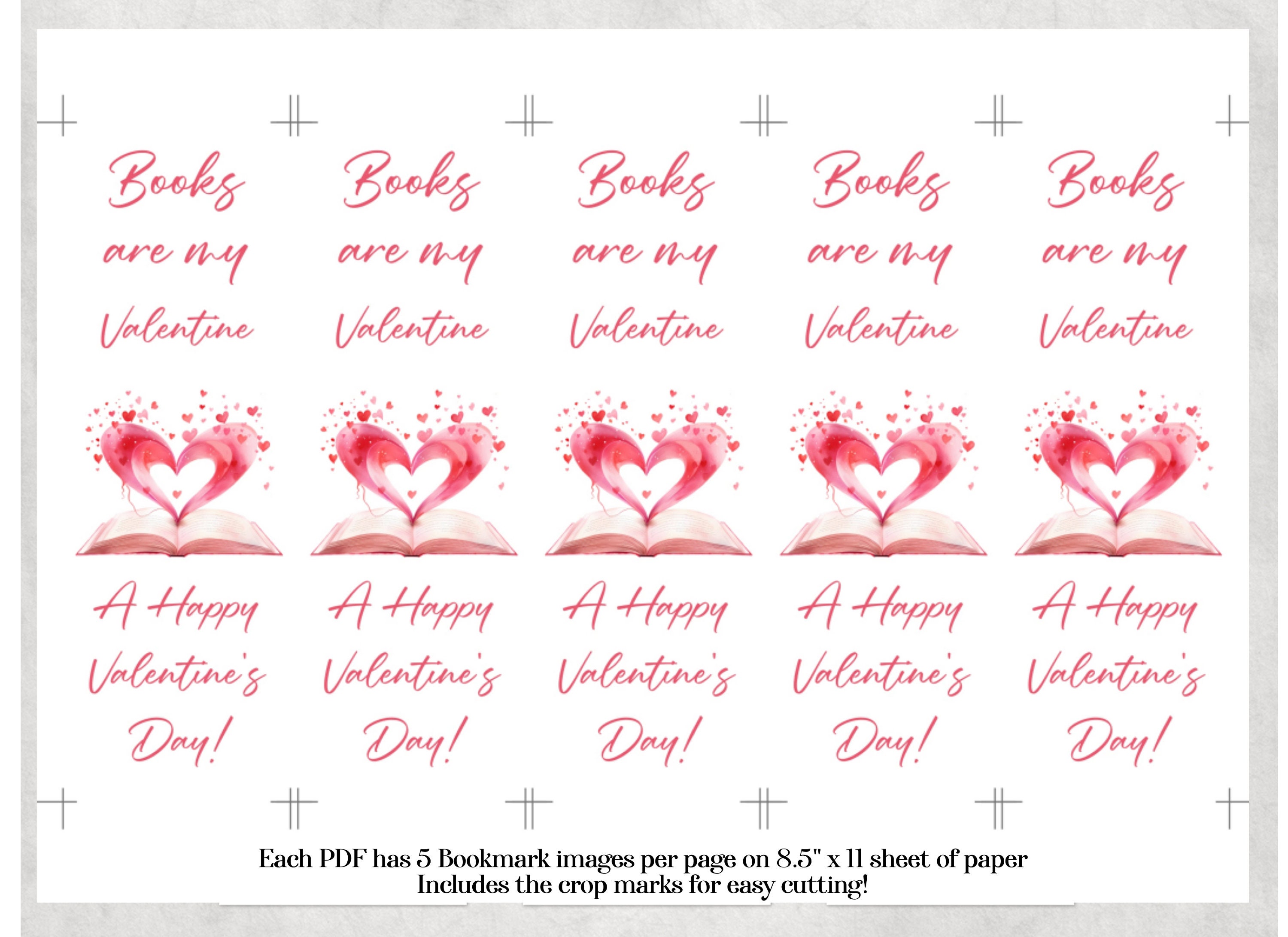 Valentine's Day Digital Printable Bookmarks / Valentine's Day Bookmark ...