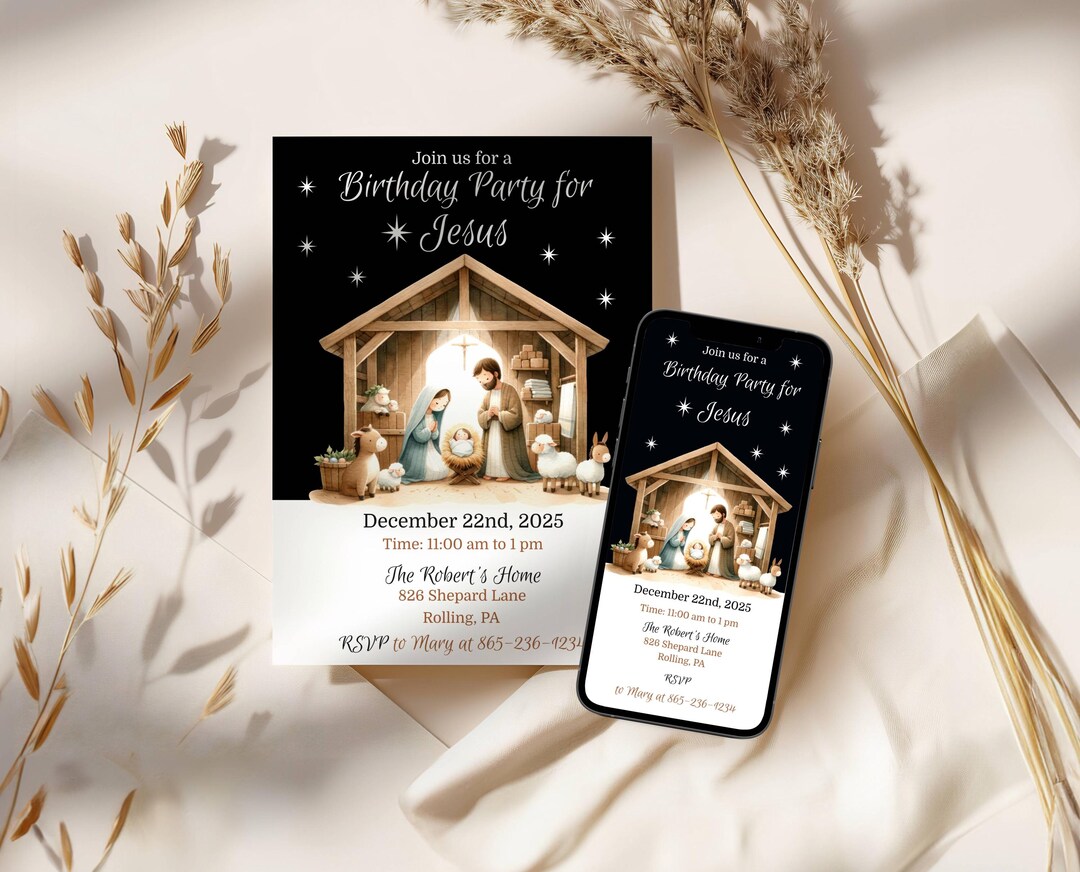 Editable Birthday Party for Jesus Invitation: Printable Nativity ...