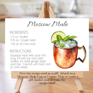 Moscow Mule Recipe Card 5 Different Designed Cards Instant Digital ...