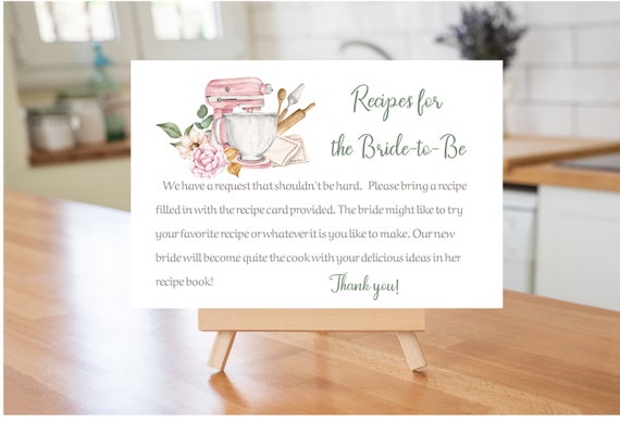 Please Bring a Recipe Card Instant Download Bridal Shower - Etsy