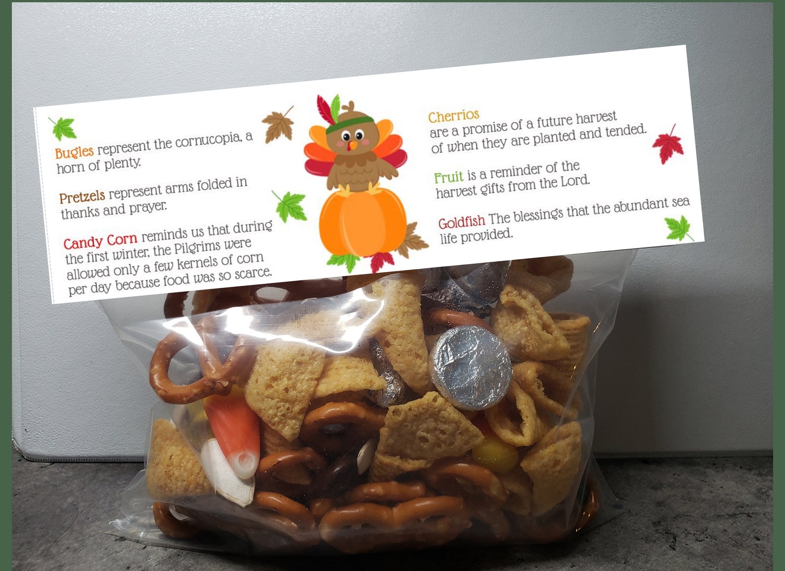 Thanksgiving Blessing Snack Mix Tag: Printable Favor Card (digital ...