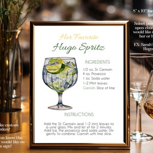 Hugo Spritz Drink Sign Digital Download and Print / Personalized Drink ...