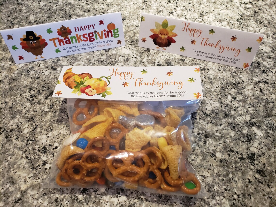 Thanksgiving Blessing Snack Mix Card Topper or Favor Tag - Etsy