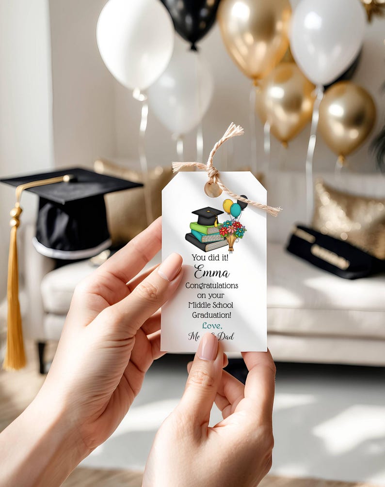 Editable Graduation Gift Tags, Party Favor Tags (2x3.5