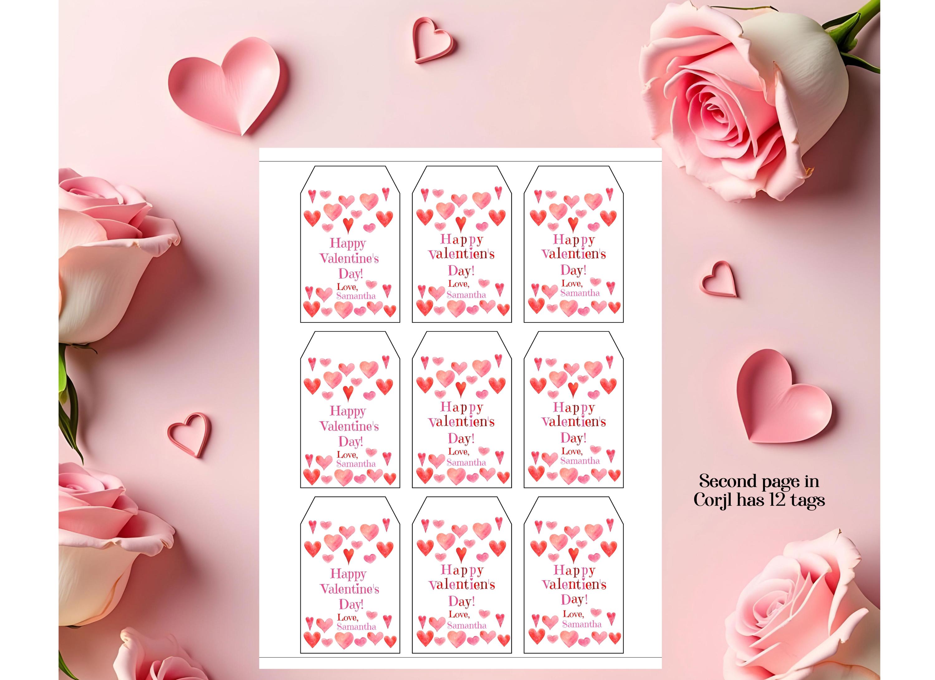 Editable Valentine's Gift Tag: Printable Heart Favor Tags (digital ...