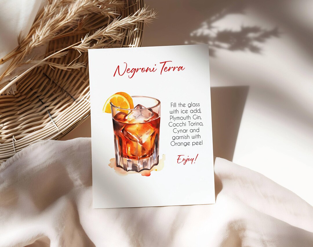 Negroni Recipe Card Set: Printable Cocktail Guide (digital Download) - Etsy