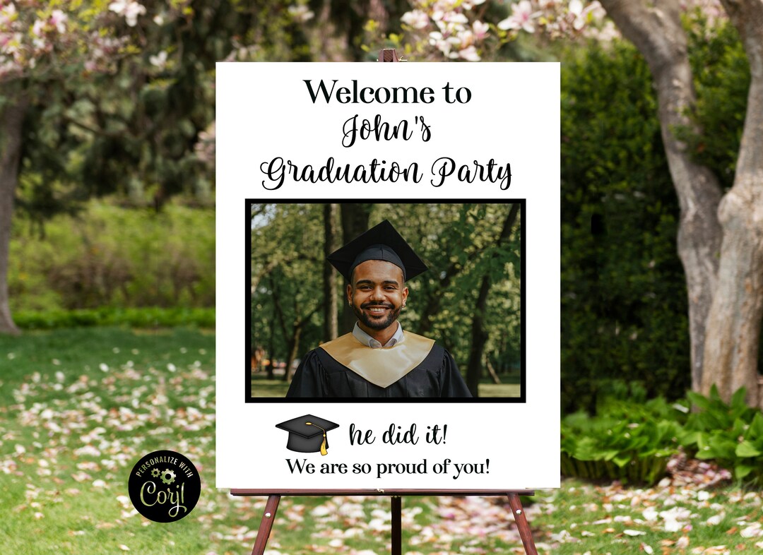 16" X 20" Graduation Sign "she Did It" Graduation Sign, Fully Editable ...