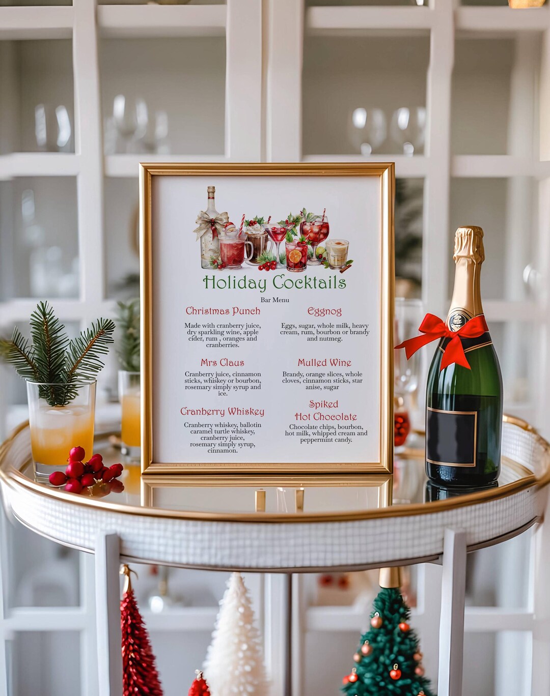 Editable Christmas Bar Menu Template: Holiday Cocktail Sign (PDF) - Etsy