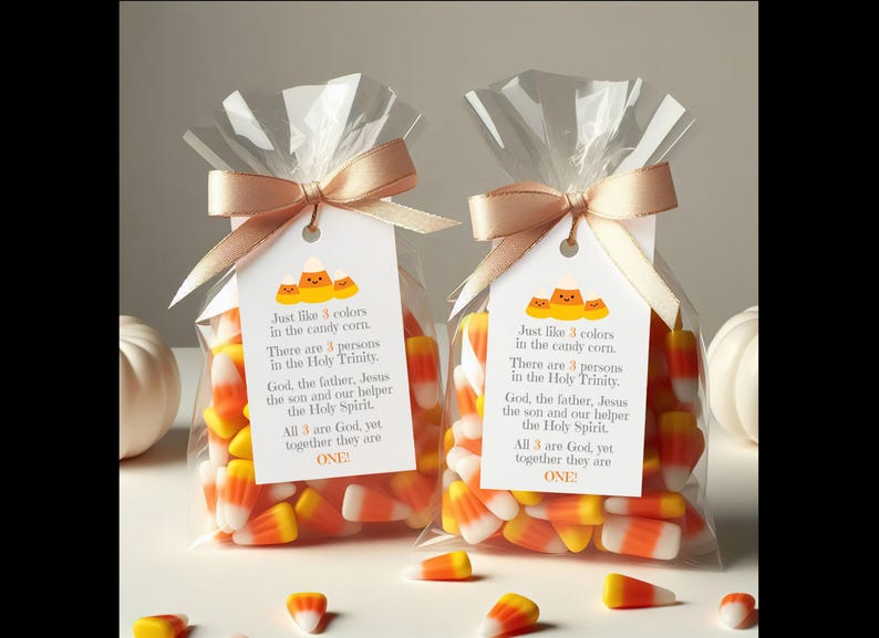 Candy Corn Trinity Favor Tags: Christian Halloween Treat (PDF) - Etsy