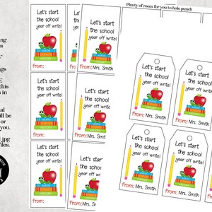 Back to School Favor Tags Instant Digital Download Personalized Teacher ...