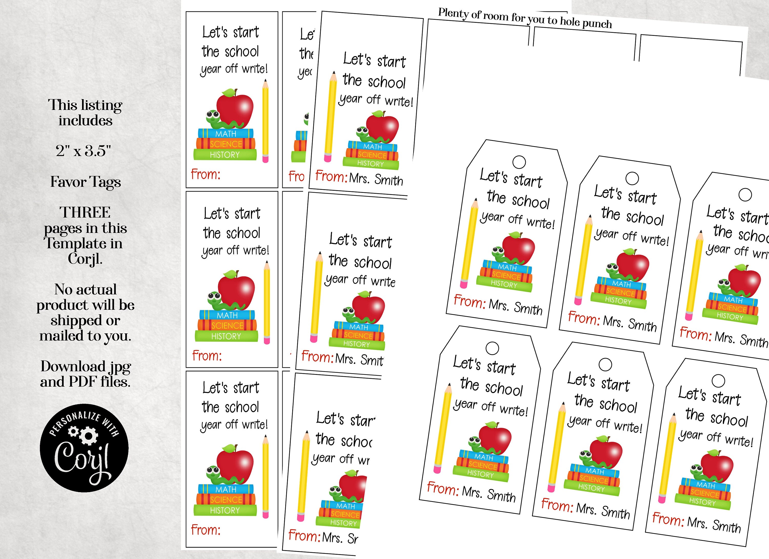 Back to School Favor Tags Instant Digital Download - Etsy
