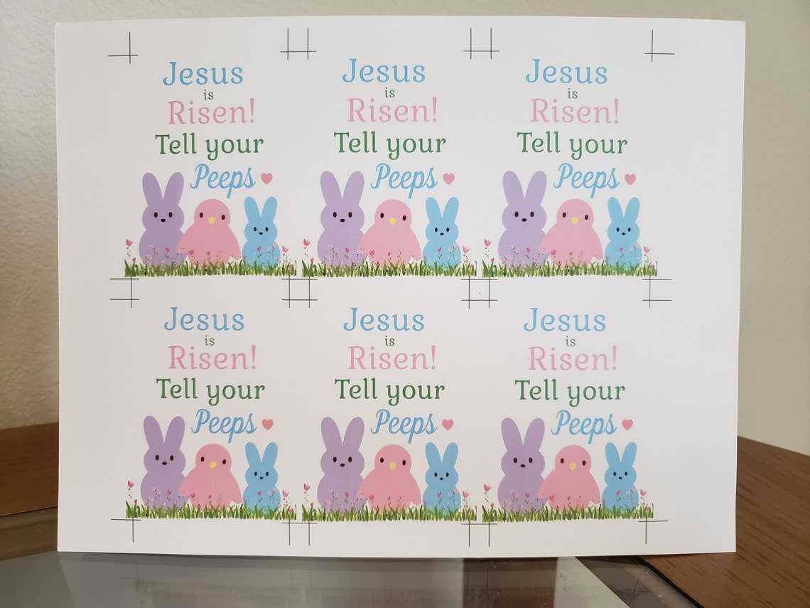 Jesus is Risen Easter Peeps Tags: Christian Gift Tag (digital Download ...