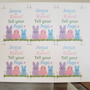 Jesus is Risen Easter Peeps Tags: Christian Gift Tag (digital Download ...