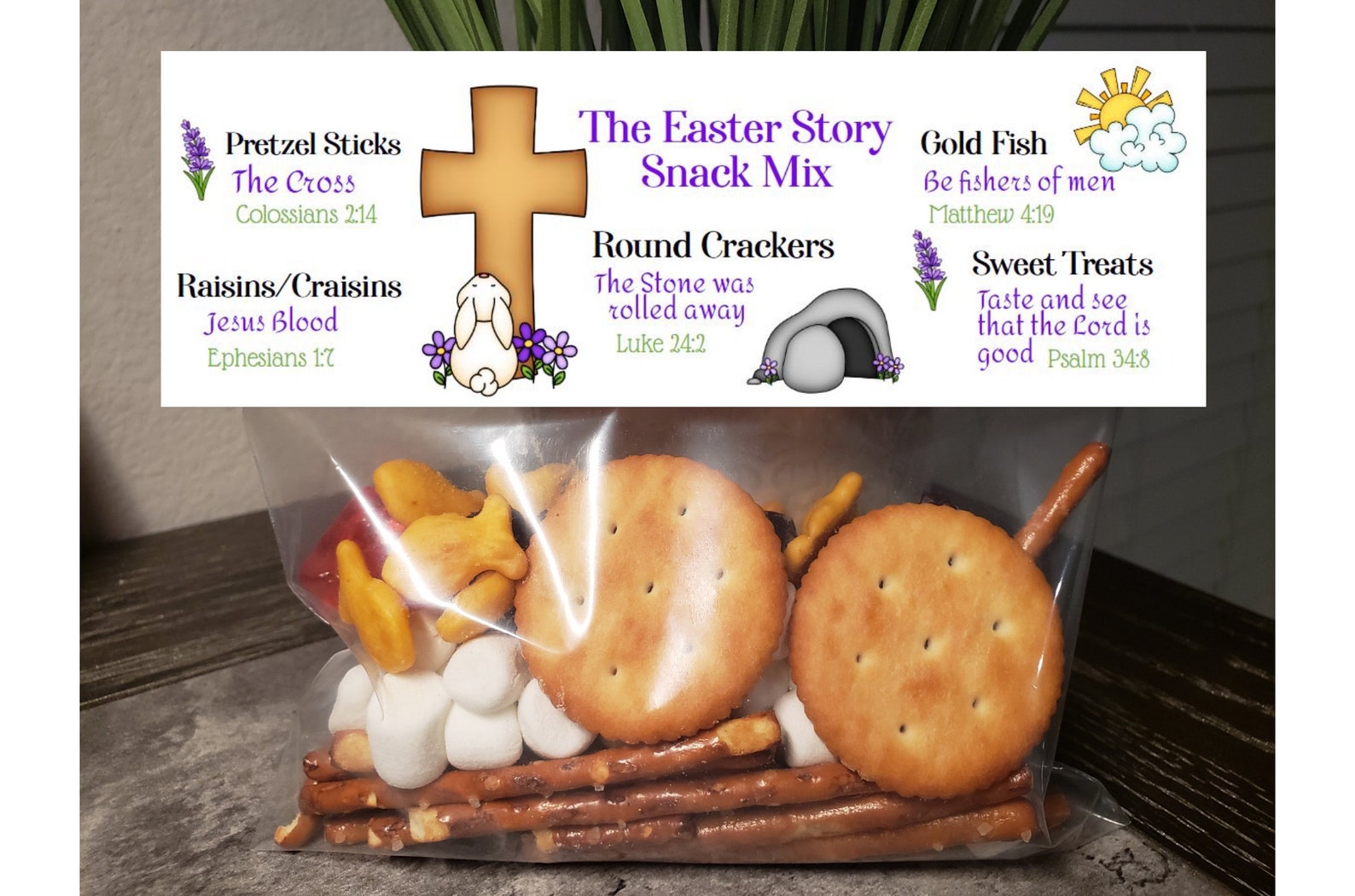 Editable Easter Story Snack Mix Printable Bag Topper, Easter Treats ...