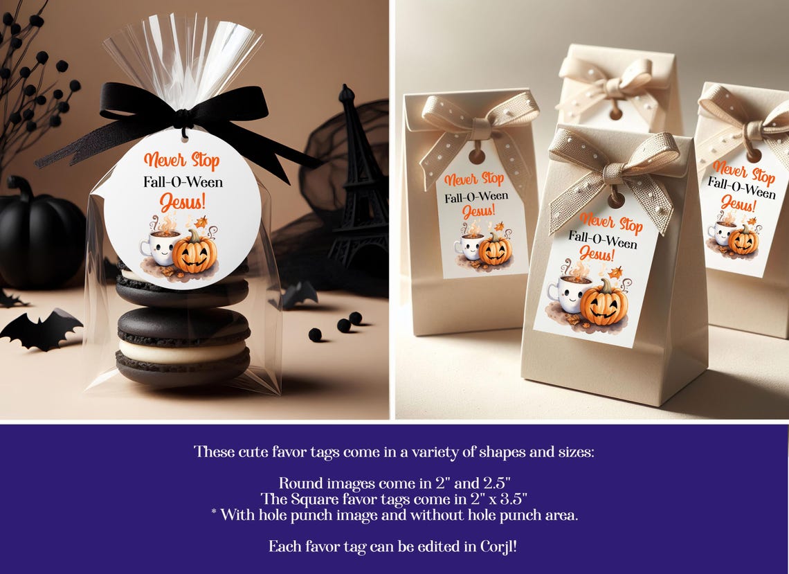 Editable Fall-o-ween Jesus Favor Tags: Christian Halloween Treat ...