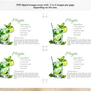 Mojito Recipe Card: 5 Printable Sizes (PDF Download) - Etsy