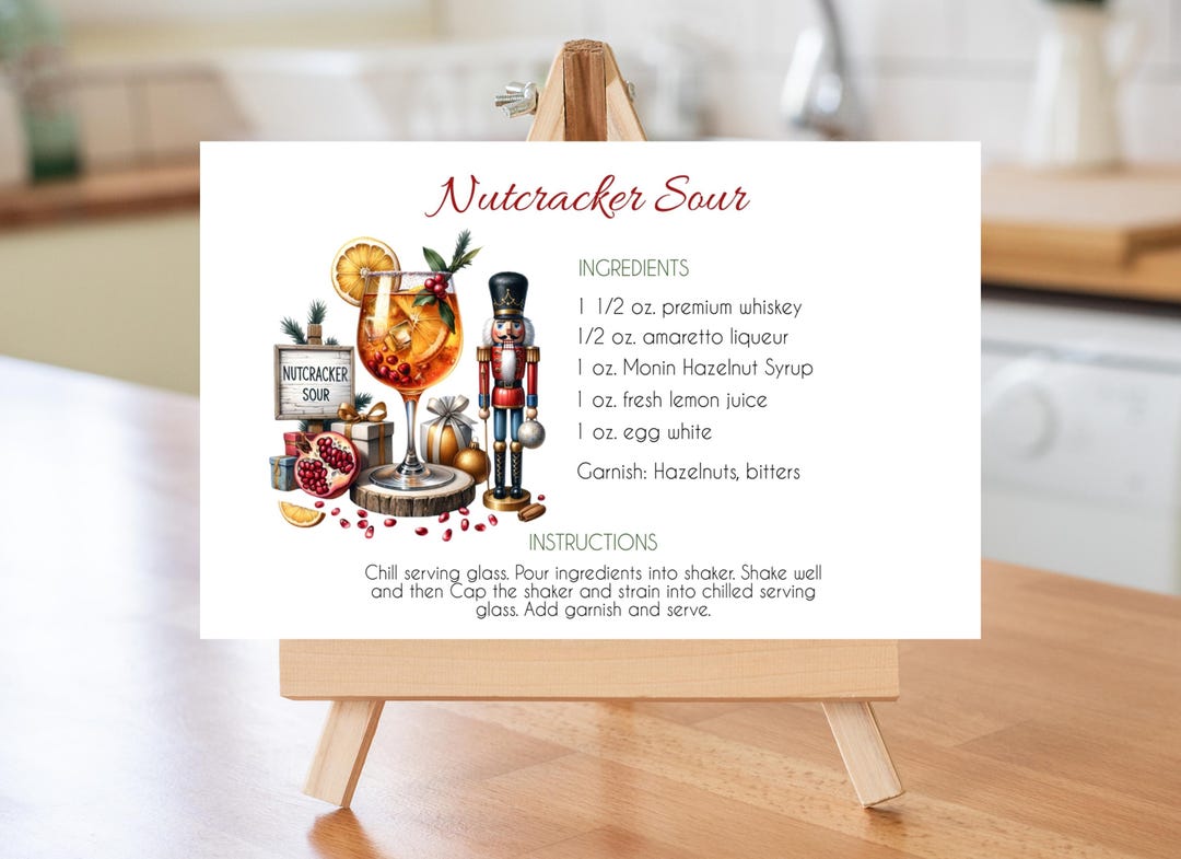 Nutcracker Sour Recipe Card / Nutcracker Sour Sign / Holiday Cocktail ...