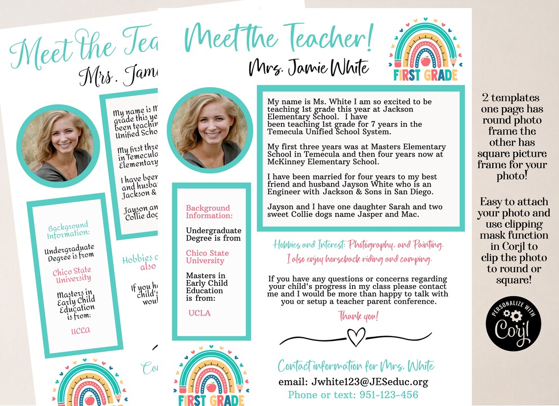 Editable 1st Grade Meet the Teacher Flyer Template (digital Download ...