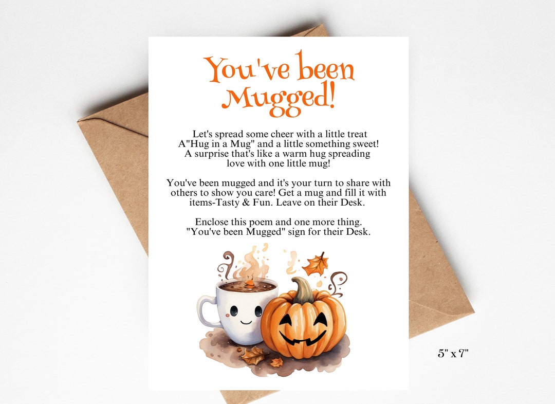 You've Been Mugged Halloween Game: Printable Gift Tags (instant ...