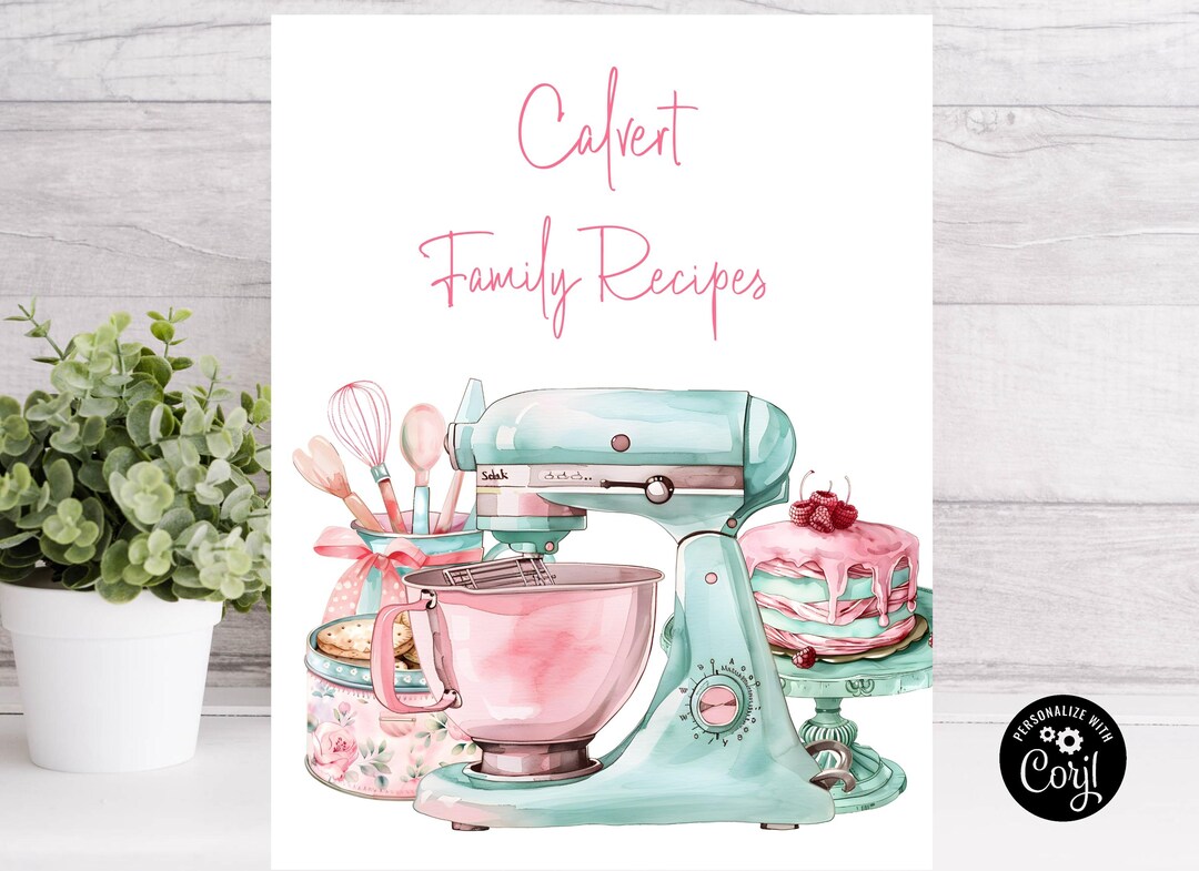 Pink and Green Cookbook Cover & Dividers: Editable Recipe Cards ...