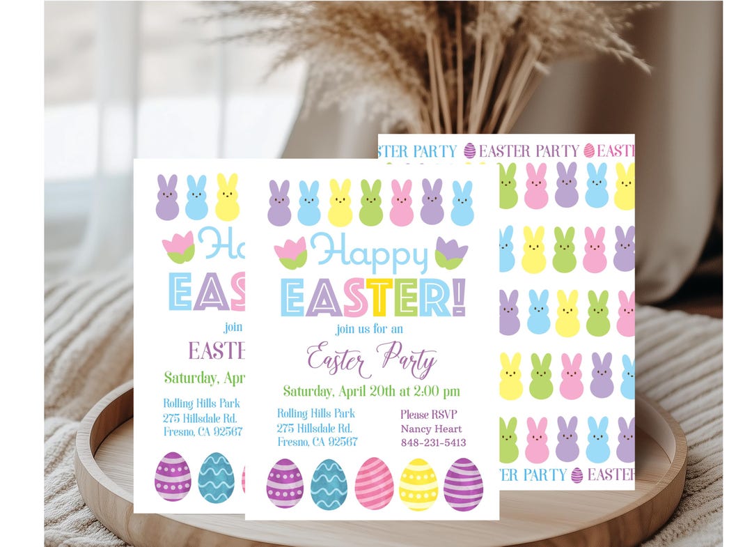 Editable Easter Party Invitation, Easter Peeps Invitation, Party Peeps ...