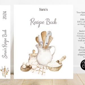 Personalized Recipe Cookbook Cover & Card: Editable Template (digital ...
