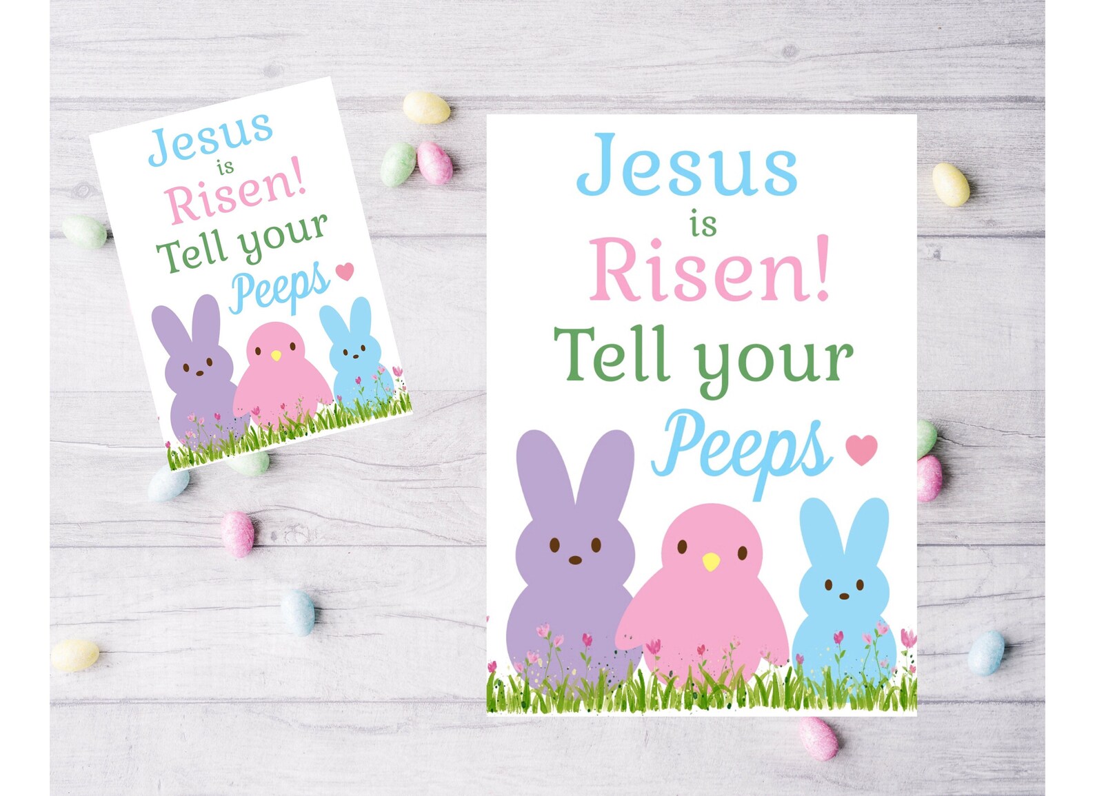 Jesus is Risen Easter Peeps Tags: Christian Gift Tag (digital Download ...