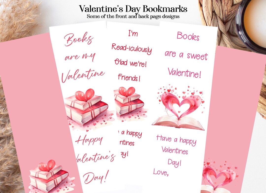 Valentine's Day Digital Printable Bookmarks / Valentine's Day Bookmark ...
