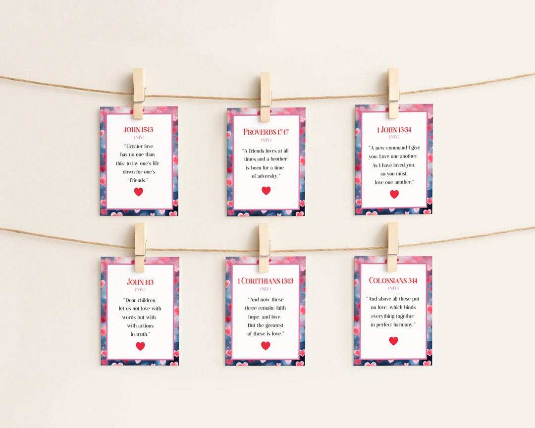 Valentine's Scripture Memory Verse Cards Set of 12 - Instant Digital ...