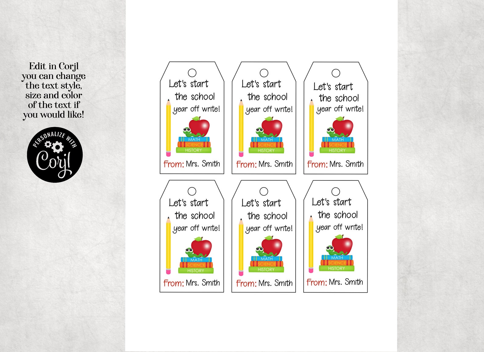 Back to School Favor Tags Instant Digital Download Personalized Teacher ...