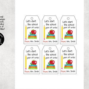 Back to School Favor Tags Instant Digital Download Personalized Teacher ...