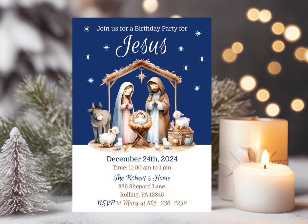 Editable Birthday Party for Jesus Invitation / Printable Happy Birthday ...