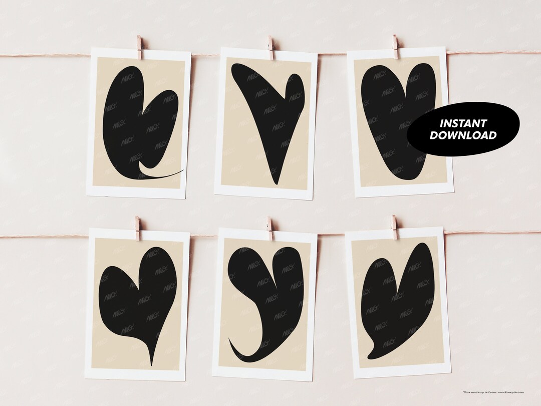 Tarjetas de corazón DIY paquete de 6 / Tarjetas de amor negras clásicas ...